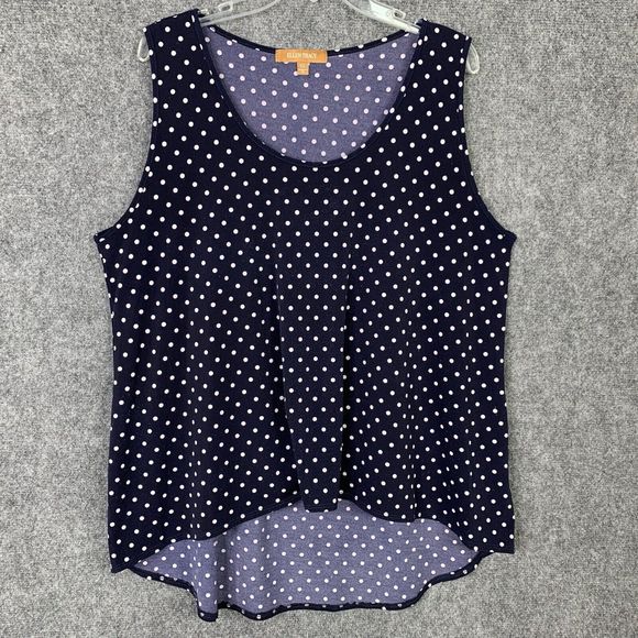 Ellen Tracy | Tops | Ellen Tracy Navy Blue Tank Top With White Polka ...